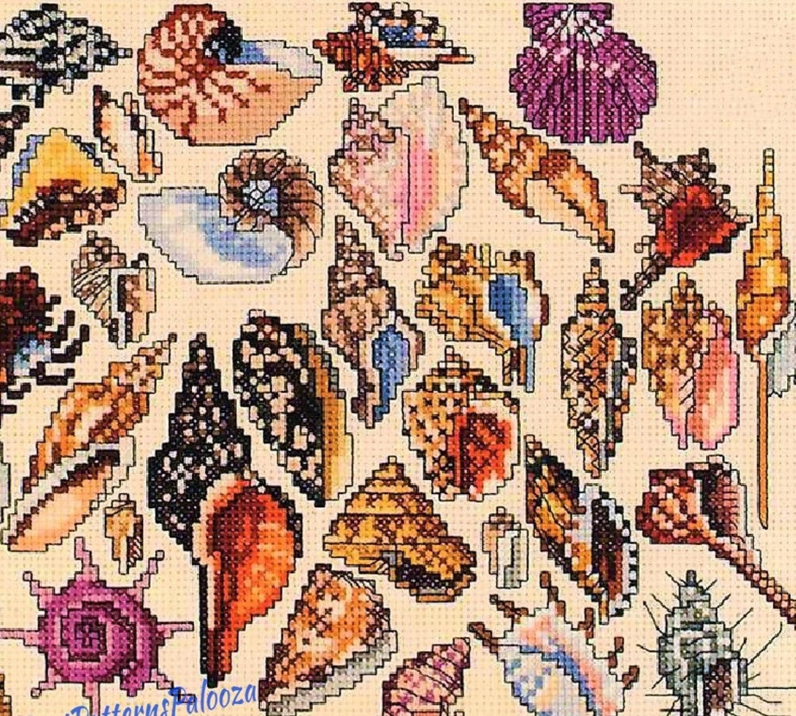 Vintage Cross Stitch Patterns Mini Sea Shells Motifs PDF - Etsy