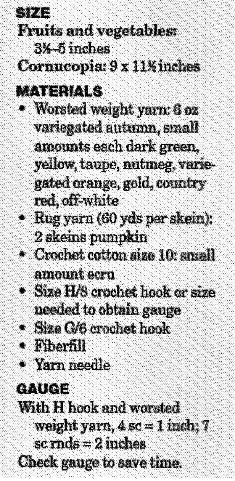 Vintage Crochet Pattern 11" Thanksgiving Cornucopia Pumpkin Squash ...