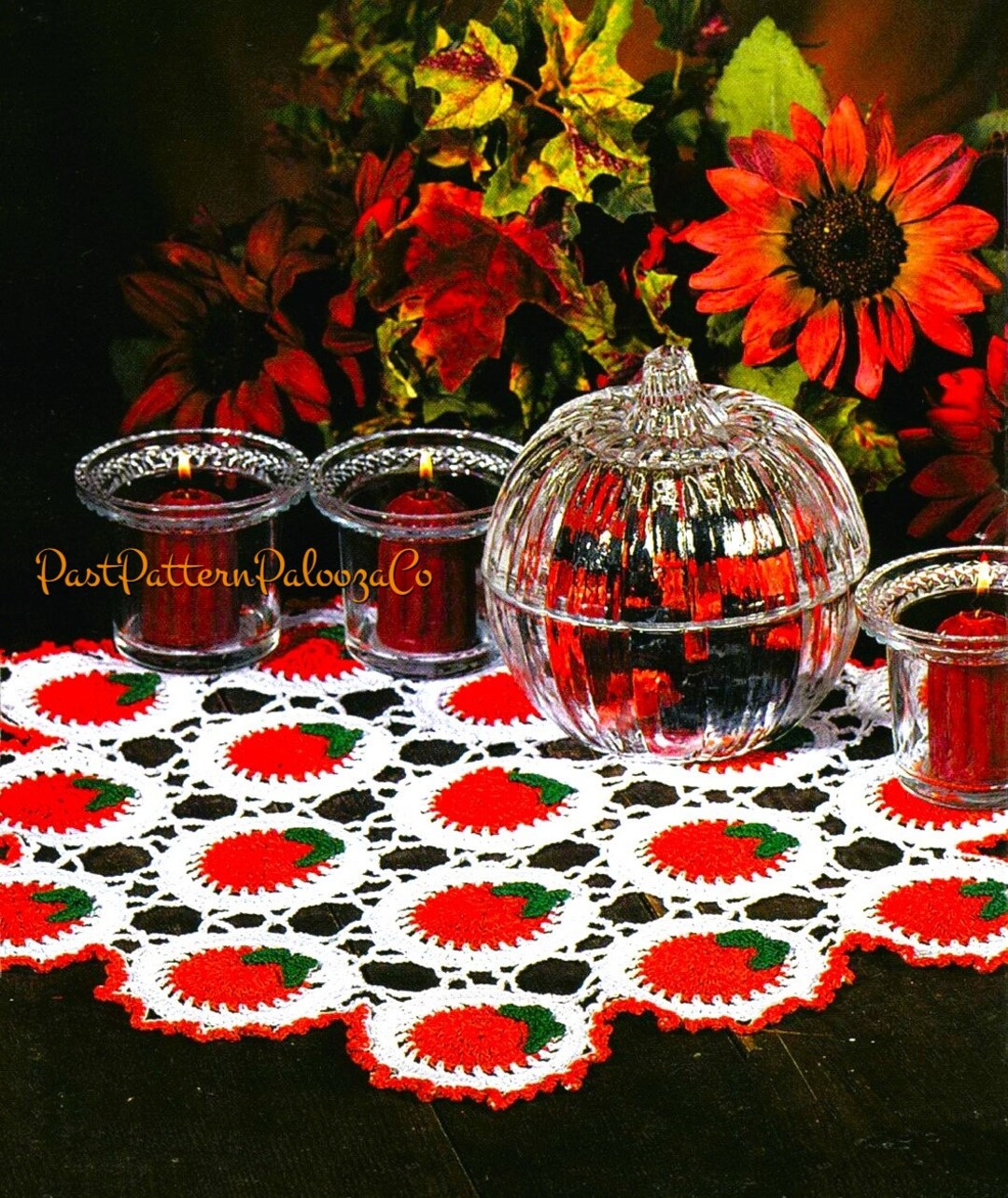 Vintage Thread Crochet Pattern 19" Pumpkin Patch Doily Centerpiece ...