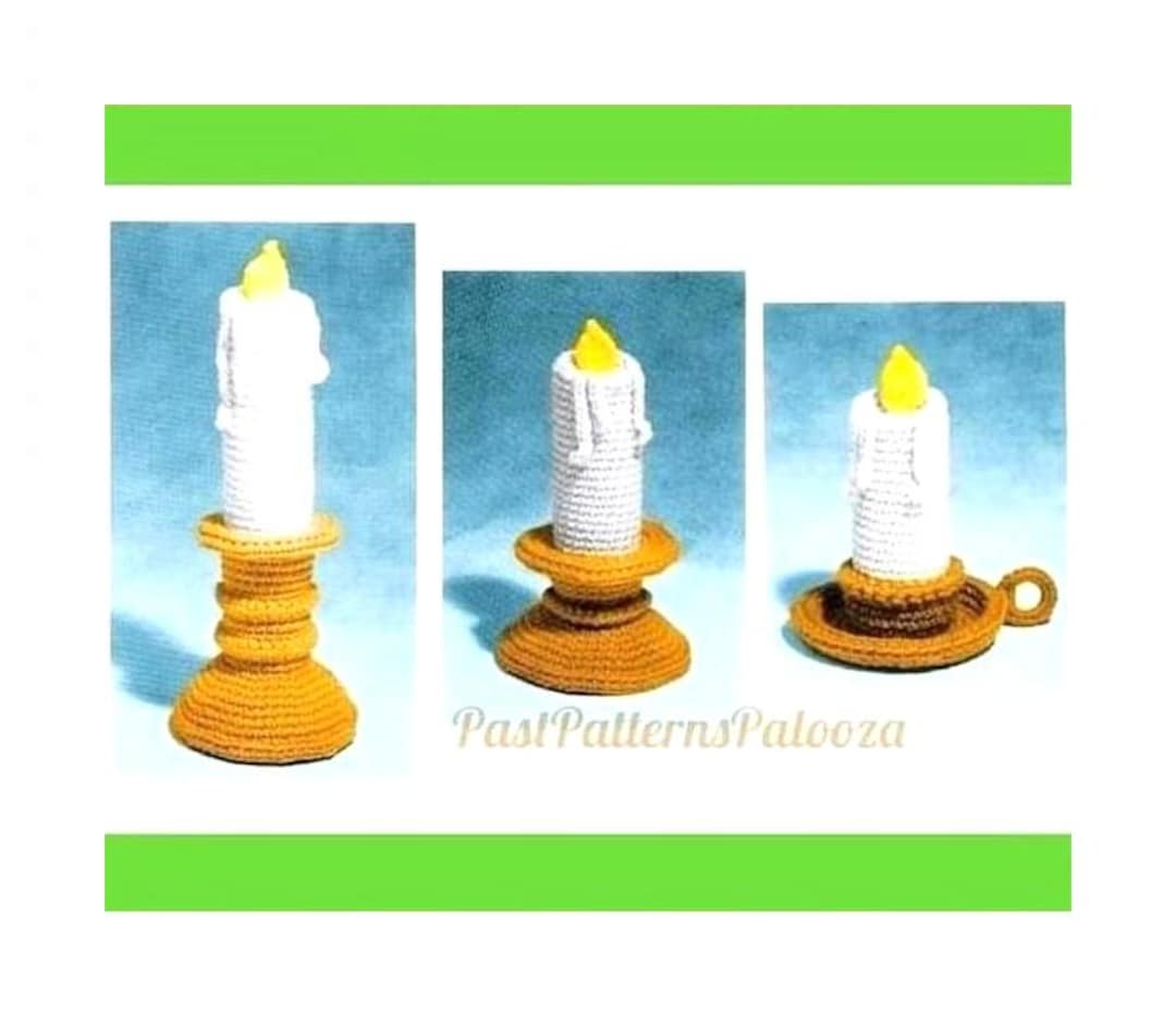 Vintage Crochet Pattern Brass Candlestick Candles Candleholders Three ...