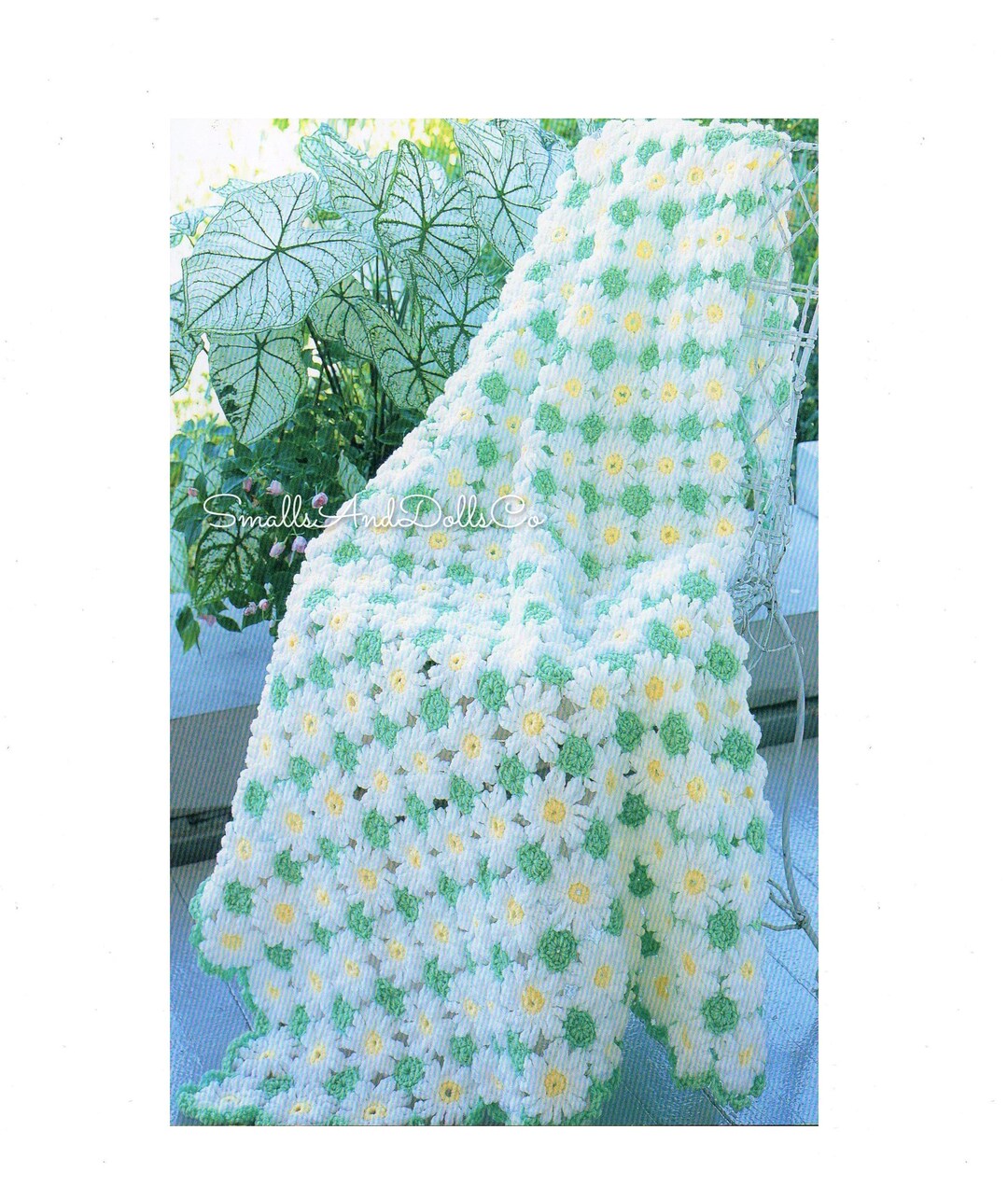 Vintage Crochet Pattern Mini Daisy and Leaf Motif Afghan PDF Instant ...