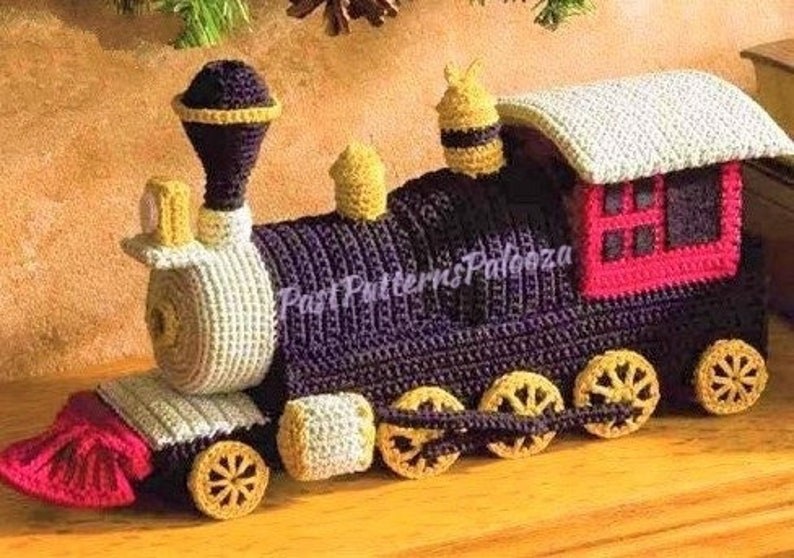 Vintage Crochet Pattern Train Engine Soft Toy 12x4 Inches PDF Instant ...