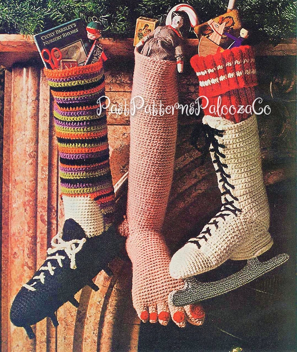 Vintage Crochet Pattern 16" Fun Novelty Christmas Stockings PDF Instant ...