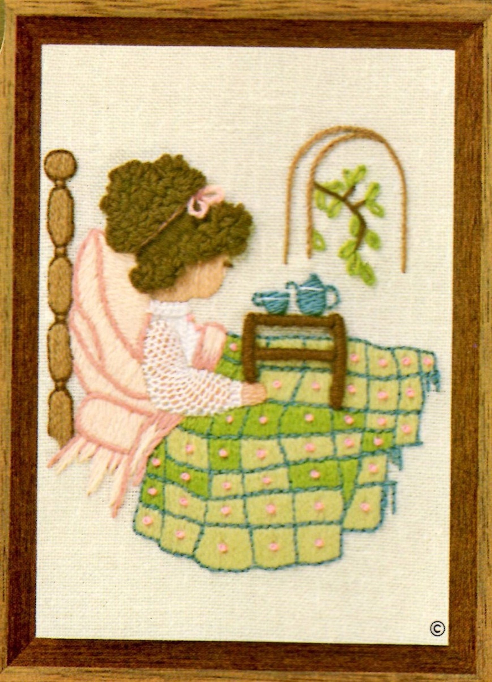 Vintage Crewel Embroidery Patterns Cute Kitsch Girls Old Fashioned ...