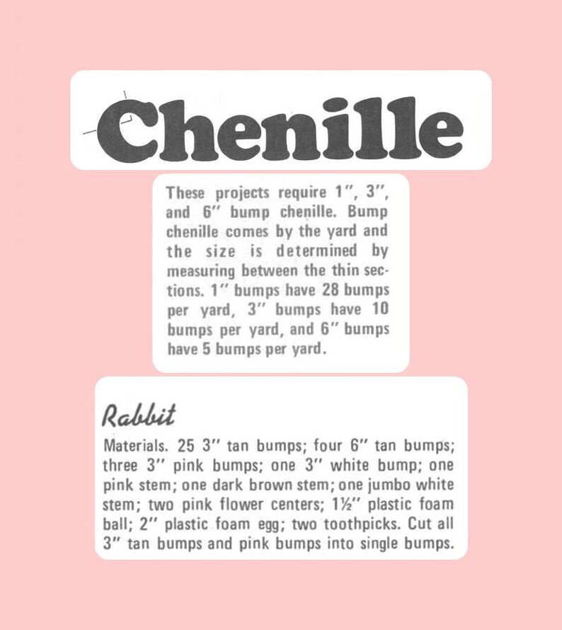 Vintage Chenille Easter Bunnies With Carrot Pipe Cleaner Craft Pattern ...