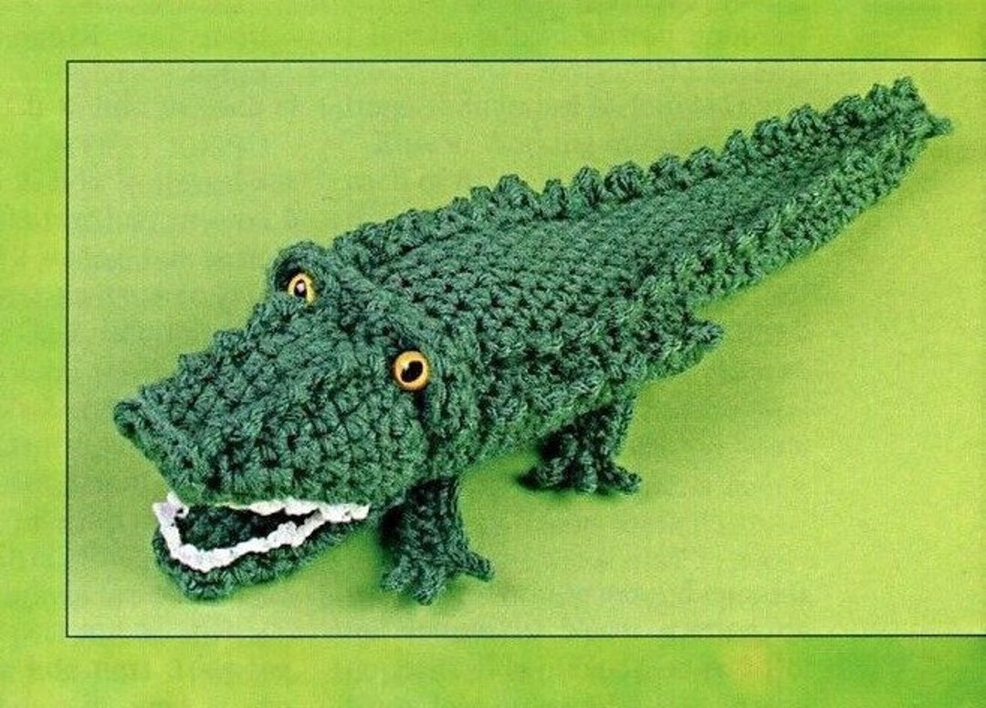 Vintage Crochet Pattern 14 Alligator Crocodile Hand Puppet Amigurumi ...