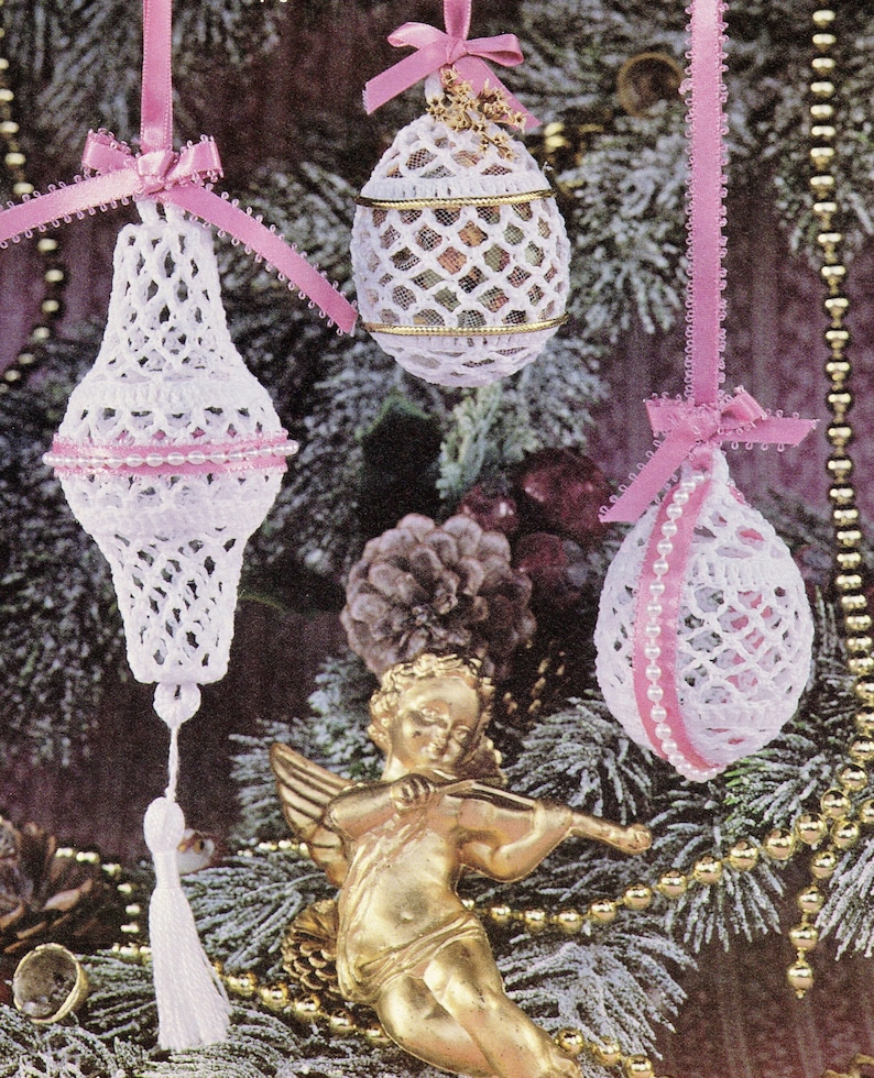 Vintage Crochet Patterns Thread Lace Victorian Ornaments Christmas Tree ...