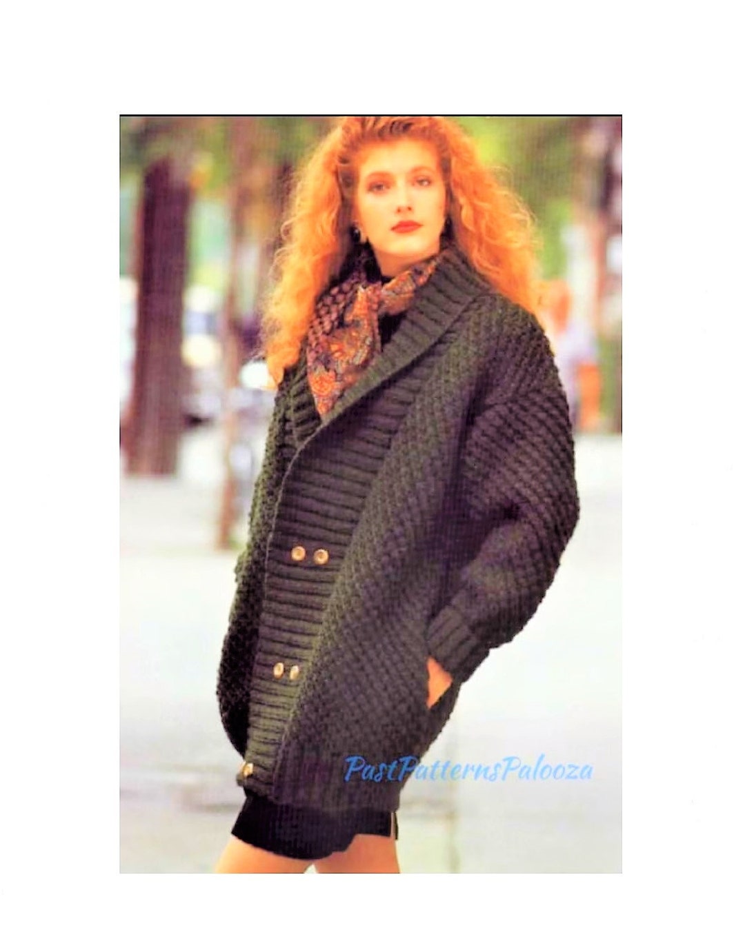 Vintage Knitting Pattern Womens Double Breasted Cocoon Coat PDF Instant ...