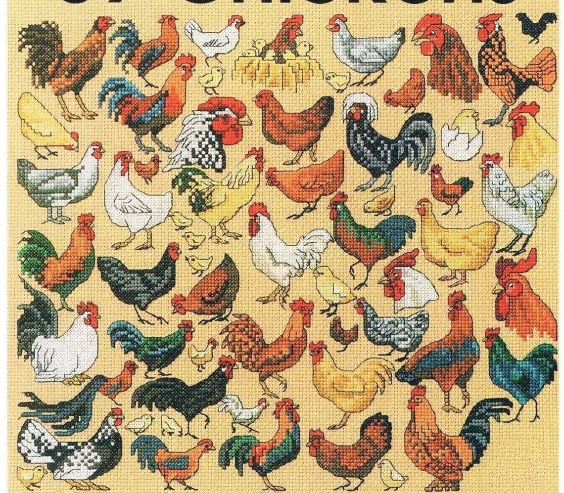 Vintage Cross Stitch Patterns Mini Chickens Motifs PDF Instant - Etsy