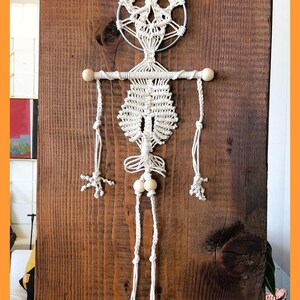 Vintage Macrame Pattern Halloween Skeleton Large Wall Hanging or Door ...