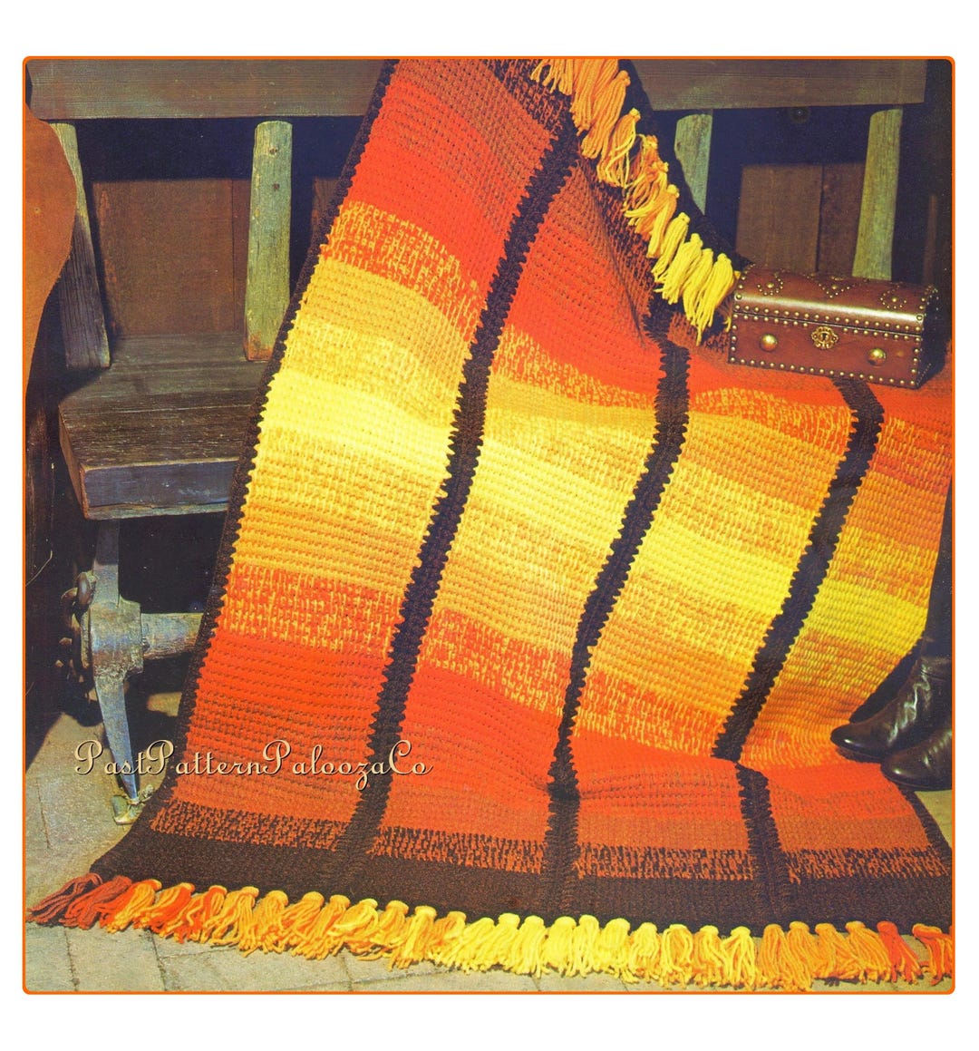 Vintage Crochet Afghan Painted Desert Sunset Blanket Pattern PDF ...