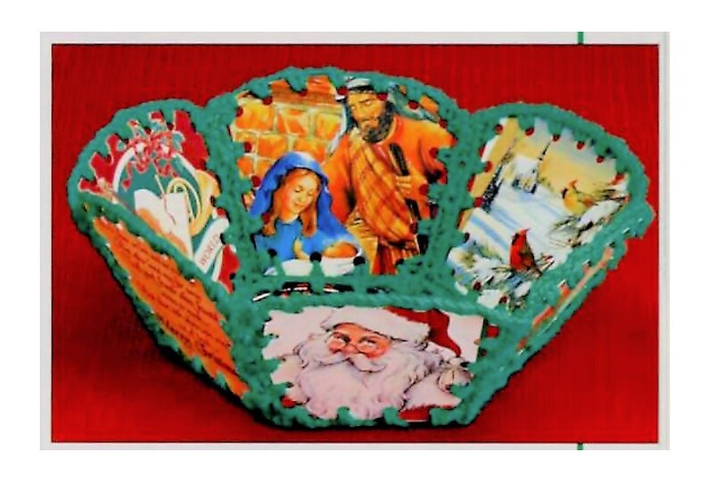 Vintage Crochet Pattern Christmas Card Bowl Basket Container PDF ...