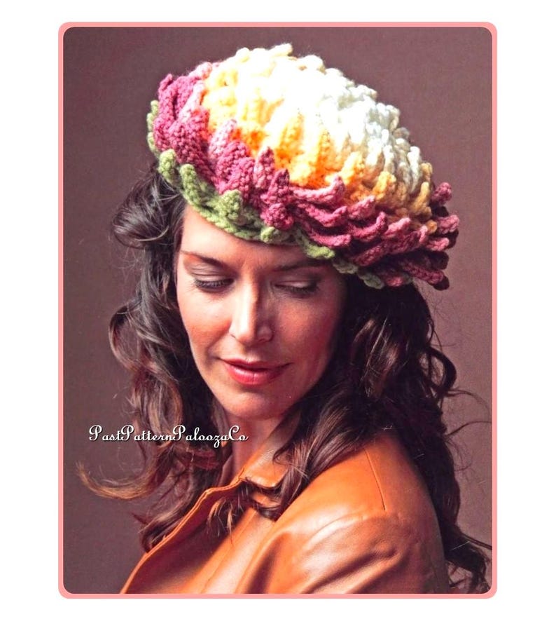 Vintage Crochet Pattern Womens Blooming Blossom Flower Beret Hat PDF ...