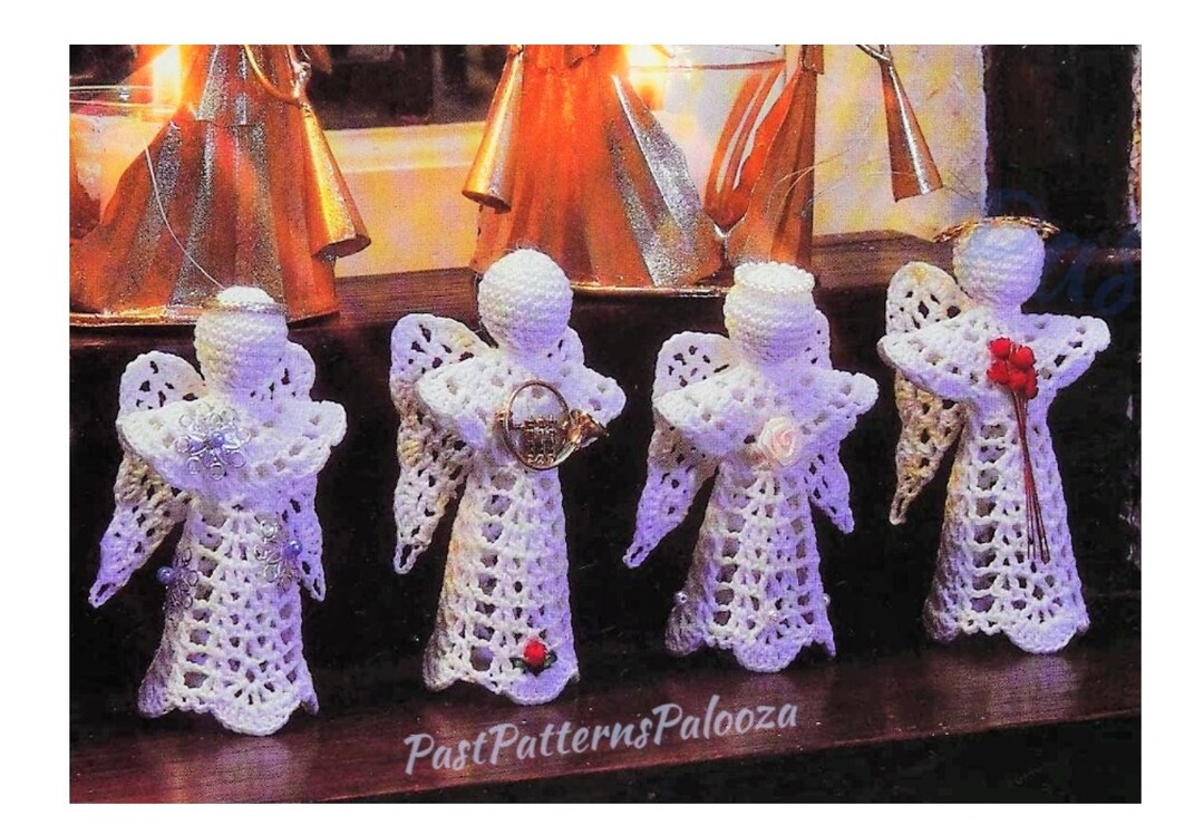 Vintage Thread Crochet Pattern 4" Standing Lace Christmas Angel ...