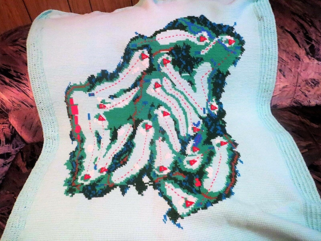 Vintage Crochet Pattern Golf Course Afghan Blanket PDF Instant Digital ...