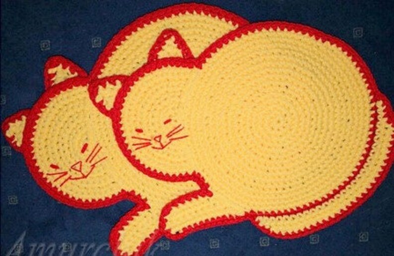 Vintage Crochet Pattern Cat Rug Cat Mat PDF Instant Digital - Etsy