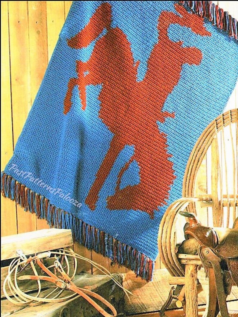 Vintage Crochet Pattern Old West Rodeo Afghan PDF Instant - Etsy