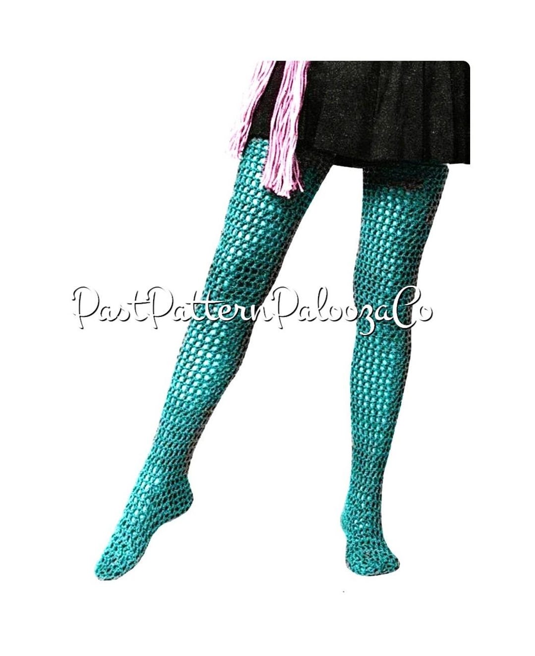 Vintage Crochet Pattern Womens Pretty Mesh Net Long Stockings Tights ...