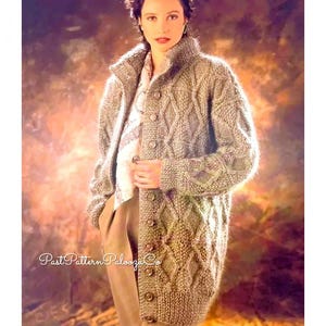Vintage Knitting Pattern Womens Chunky Diamond Cabled Cardigan Sweater ...
