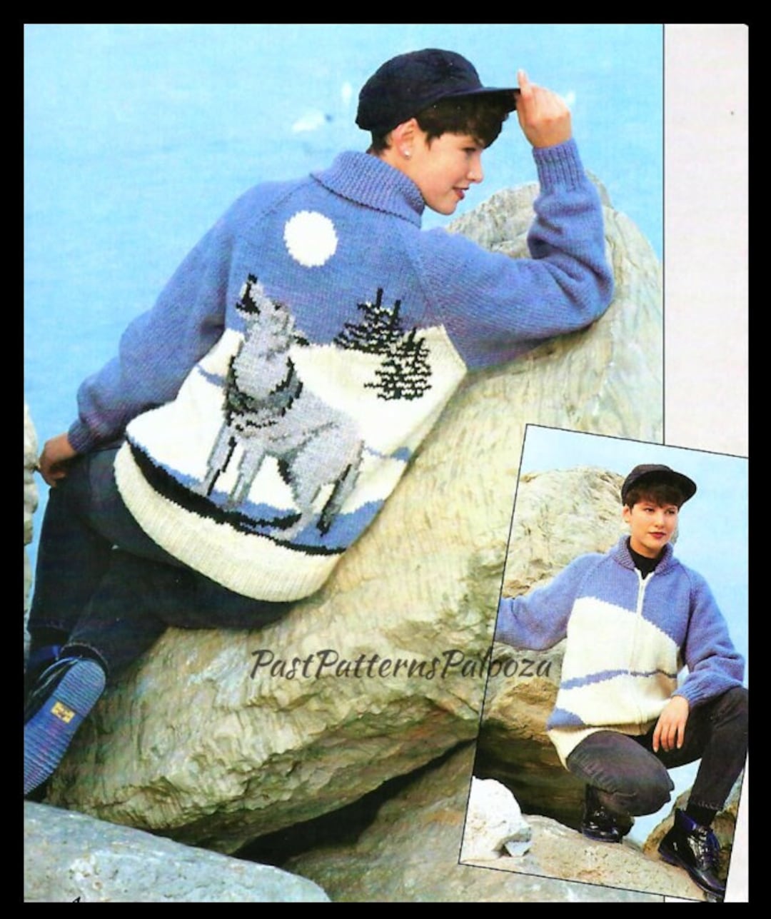 Vintage Knitting Pattern Knit Lone Wolf Sweater Jacket PDF Instant ...
