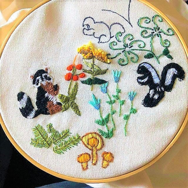 Vintage Crewel Embroidery Pattern Woodland Animals Berries Flower ...