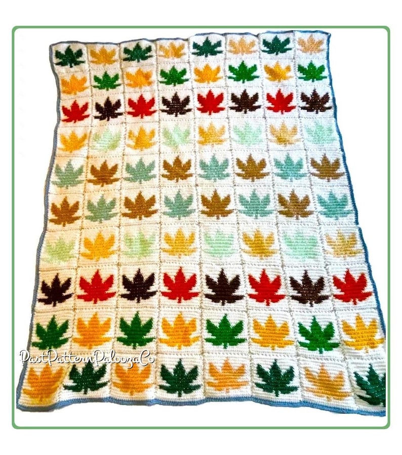 Vintage Crochet Pattern Maple Leaf Squares Afghan PDF Instant Digital ...