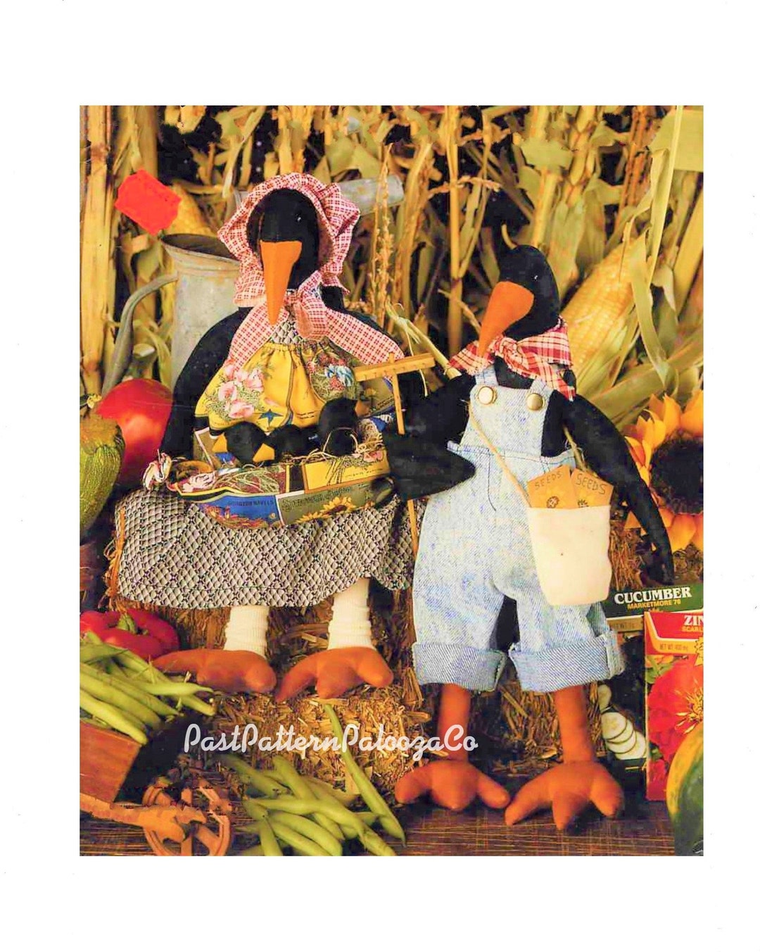Vintage Sewing Pattern 14" Country Crow Family Soft Sculpture Plush ...