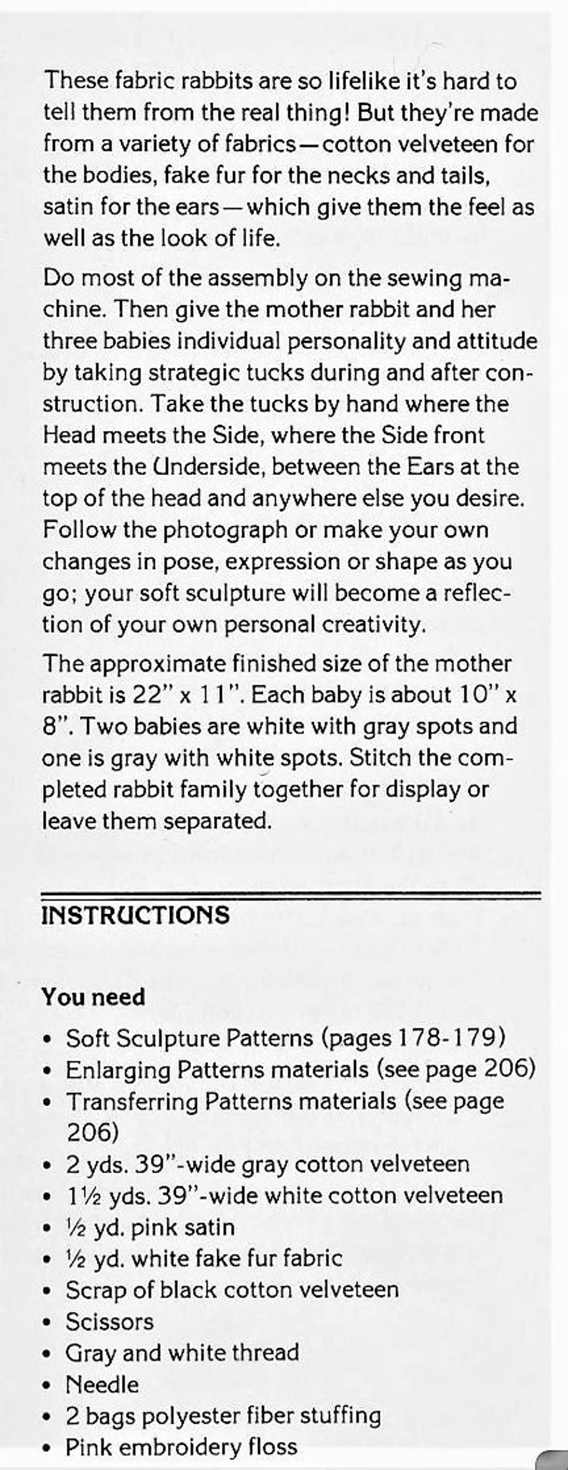 Vintage Sewing Pattern Velveteen Bunny Rabbit Realistic Soft - Etsy