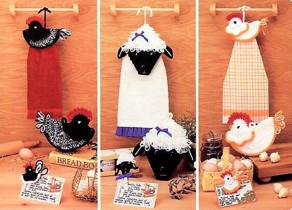 Vintage Crochet Pattern Country Chicken Sheep Lamb Kitchen - Etsy