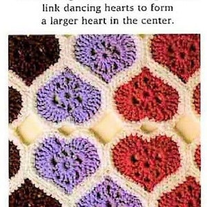 Vintage Crochet Pattern Interlocking Hearts Afghan PDF Instant Digital ...