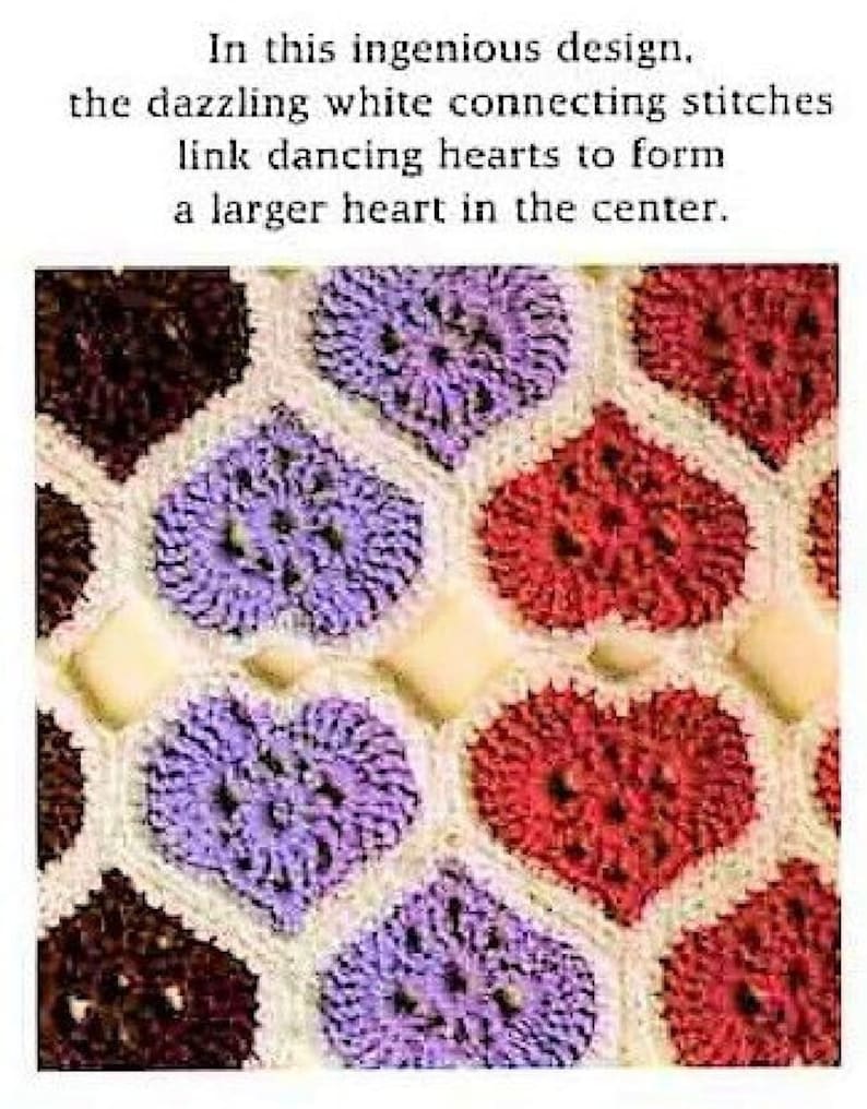 Vintage Crochet Pattern Interlocking Hearts Afghan PDF Instant Digital ...