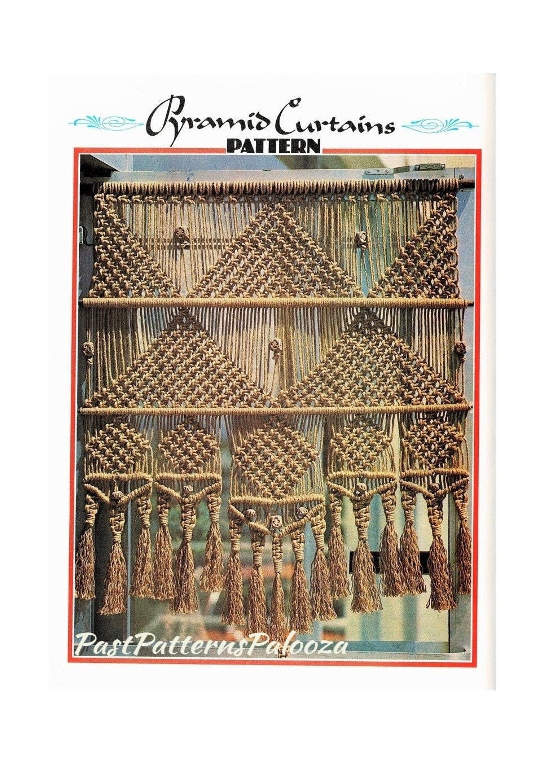 Vintage Macrame Pattern Jute Pyramid Curtain Panel Wall Hanging PDF ...