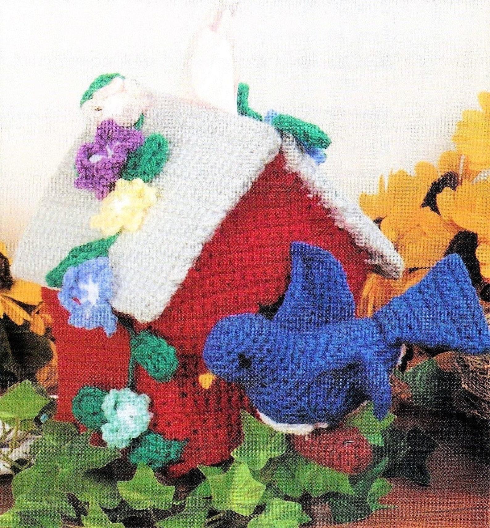 Vintage Crochet Pattern Bluebird Birdhouse Tissue Box Cover - Etsy