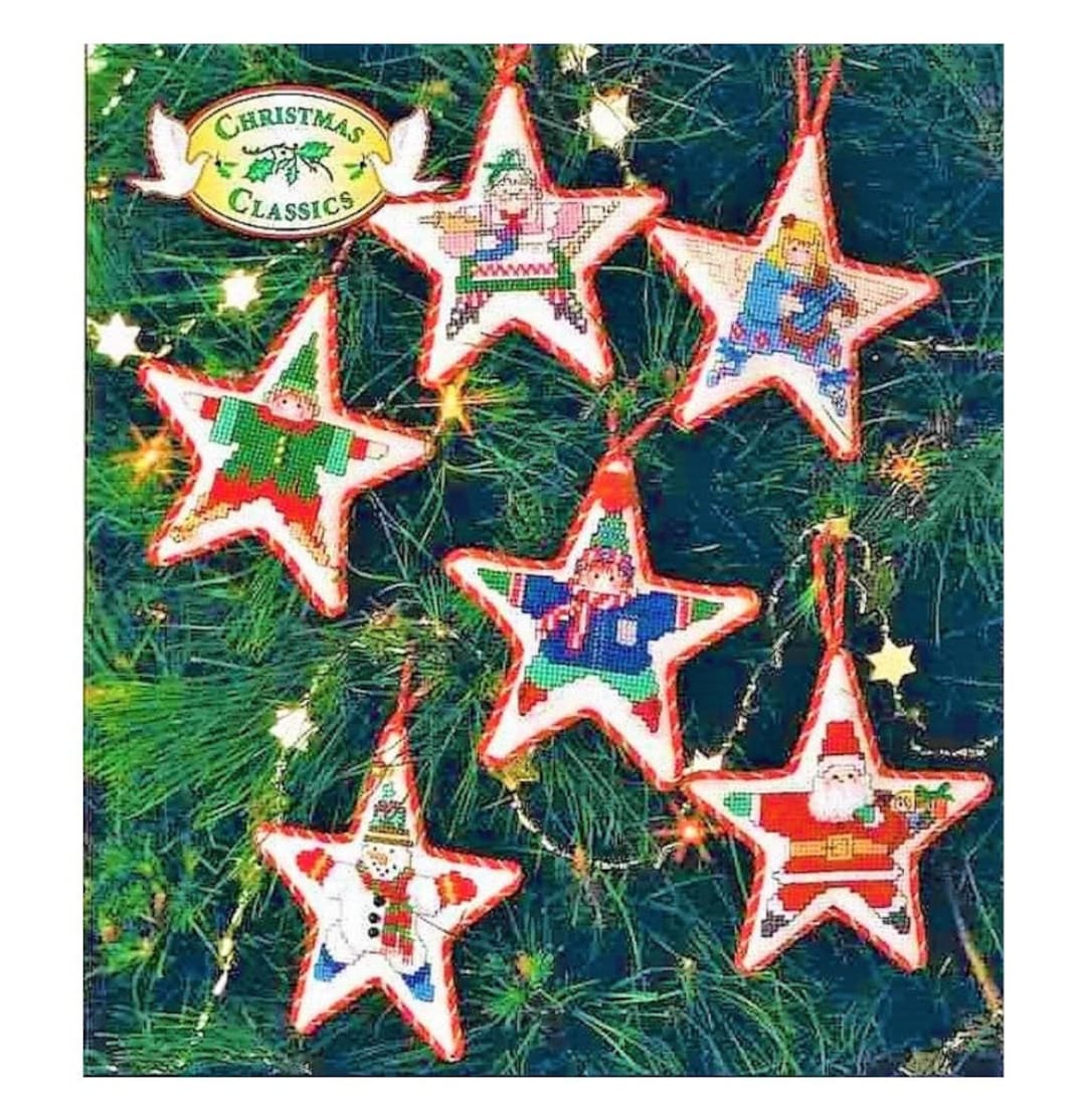 Vintage Cross Stitch Pattern Star Shaped 6" Classic Christmas Character ...