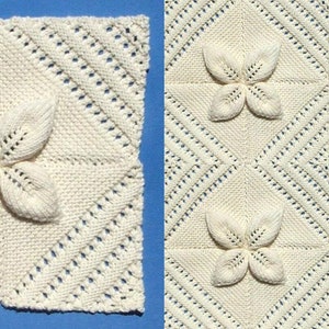 Vintage Knitting Pattern Raised Apricot Leaf Blanket Counterpane Afghan Bedspread Throw Cushion ...