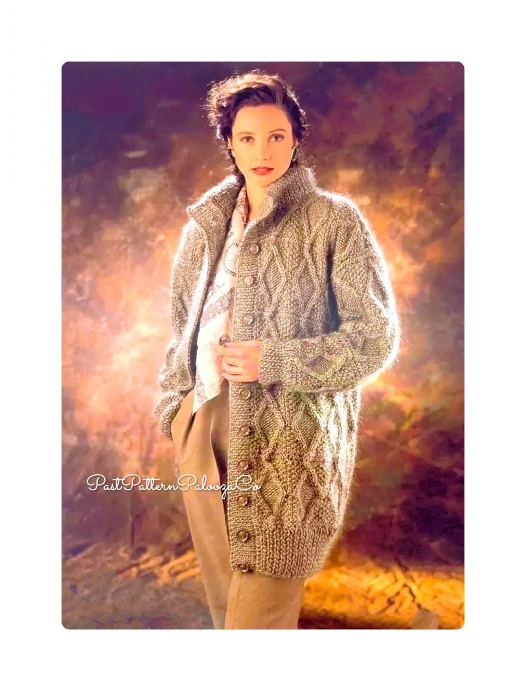Vintage Knitting Pattern Womens Chunky Diamond Cabled Cardigan Sweater ...