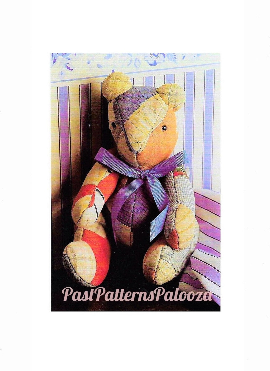 Vintage Sewing Pattern 15" Patchwork Fabric Memory Bear Jointed ...