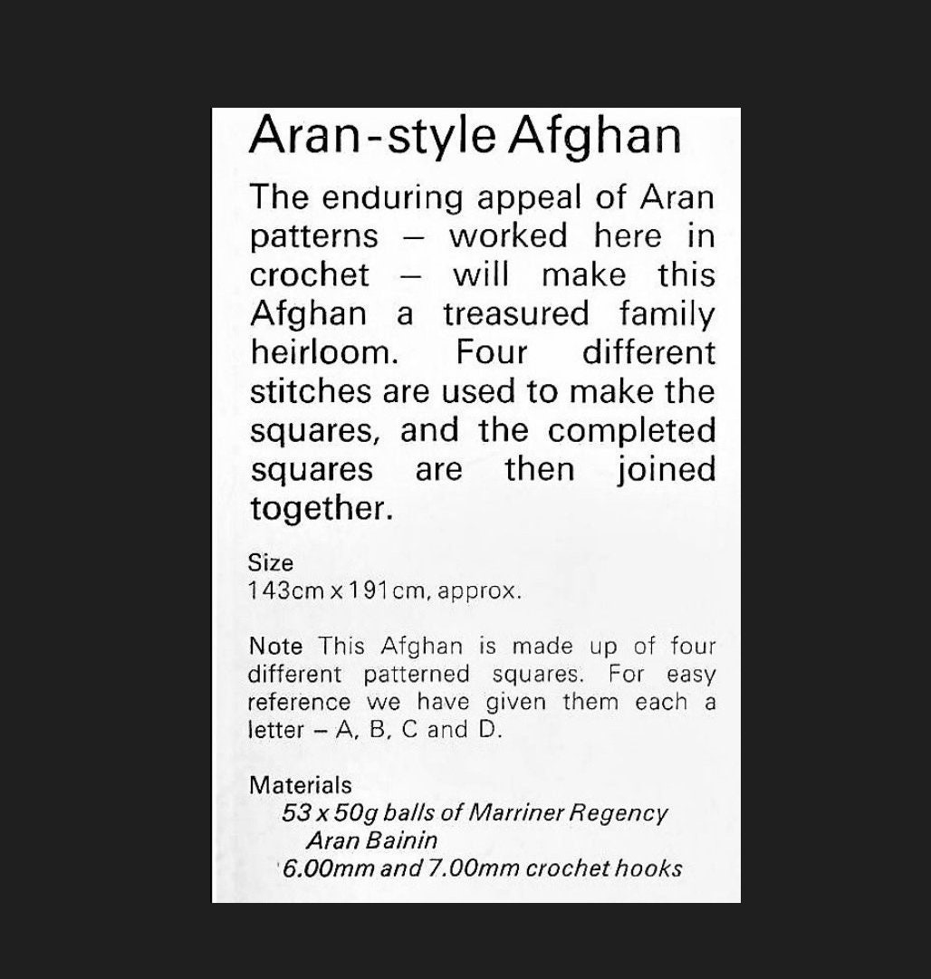 Vintage Crochet Pattern Aran Style Afghan Large Sampler Squares PDF ...