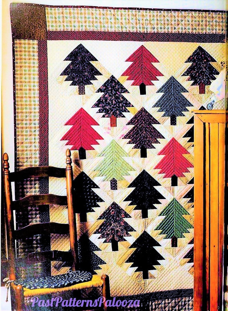 Vintage Sewing Pattern Patchwork Prairie Pine Trees Quilt Wall Hanging ...