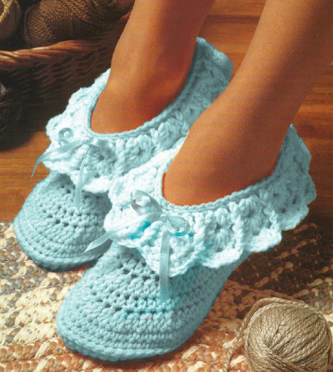 Vintage Crochet Pattern Easy Quick Womens Ruffle Slippers PDF - Etsy Canada