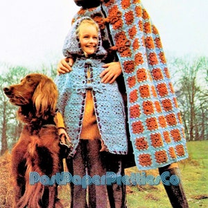 Vintage Crochet Pattern Women and Childs Killarney Cloaks Granny Square ...