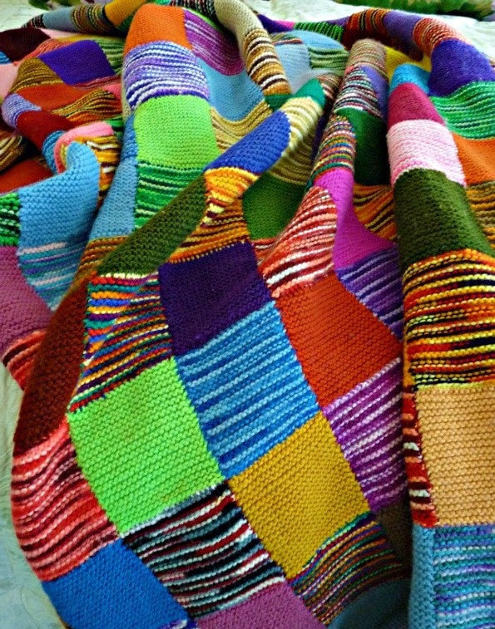 Vintage Knitting Pattern Large Patchwork Squares Sampler - Etsy