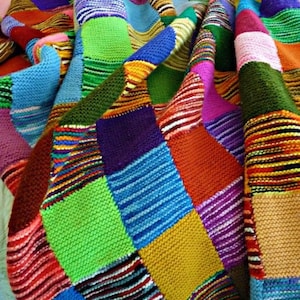 Vintage Knitting Pattern Large Patchwork Squares Sampler Afghan Blanket ...