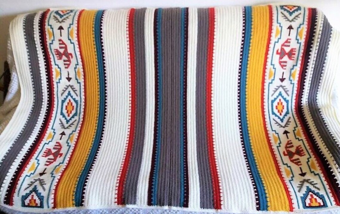 Vintage Crochet Afghan Indian Blanket Pattern PDF Instant - Etsy