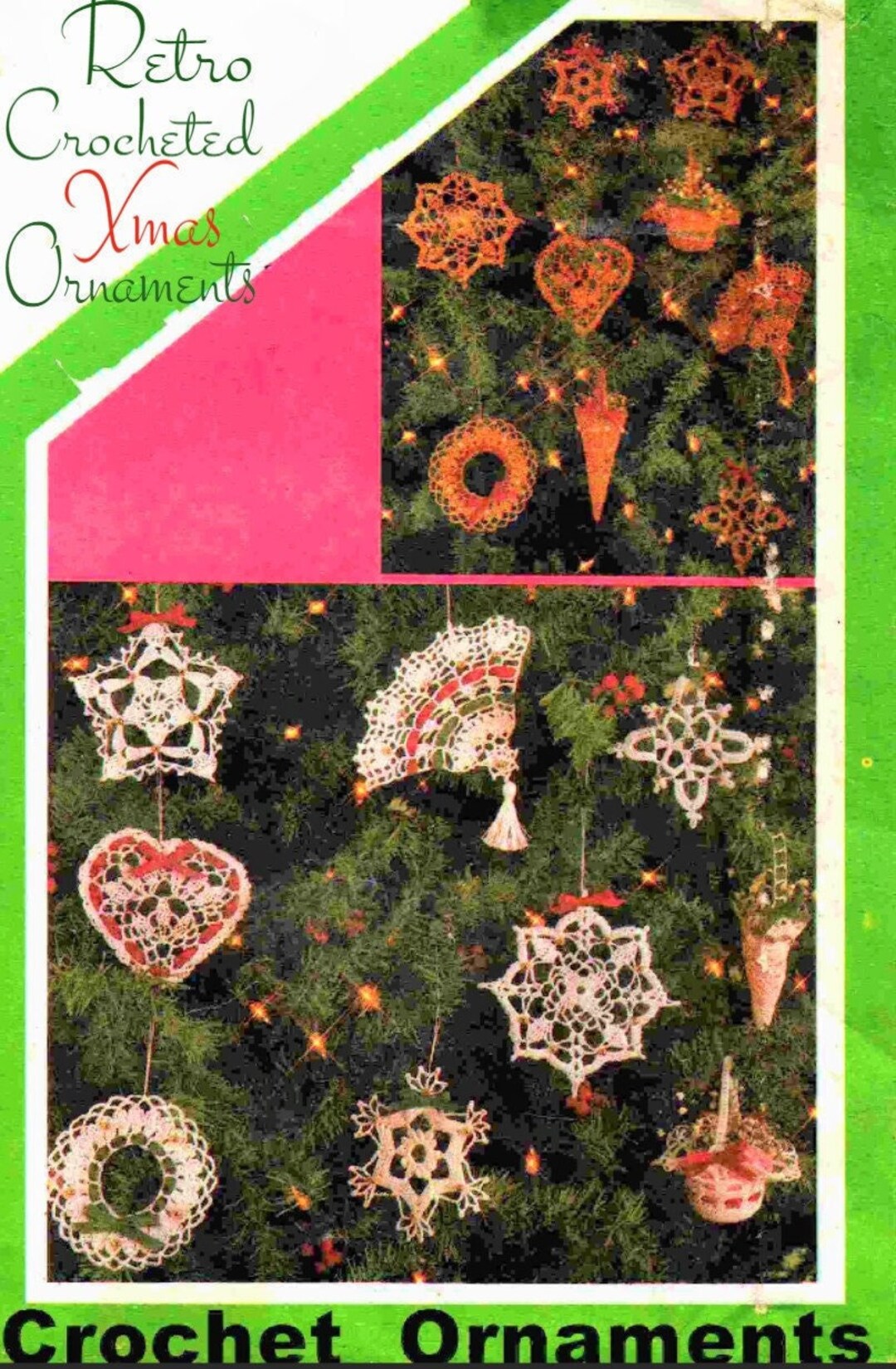 Vintage Crochet Patterns 6" Victorian Lace Christmas Ornaments White ...