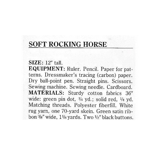 Vintage Sewing Pattern Soft Fabric Rocking Horse PDF Instant Digital ...