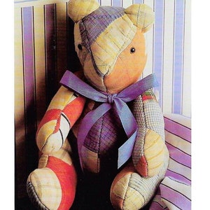 Vintage Sewing Pattern 15" Patchwork Fabric Memory Bear Jointed ...