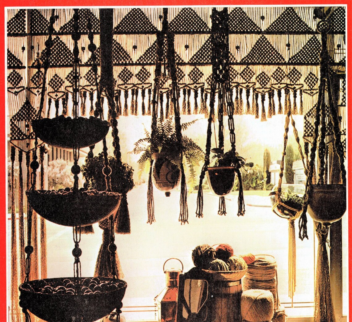 Vintage Macrame Pattern Jute Pyramid Curtain Panel Wall - Etsy