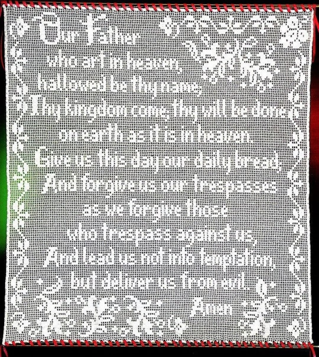 Vintage Filet Crochet Pattern the Lords Prayer Panel or Wall Hanging ...