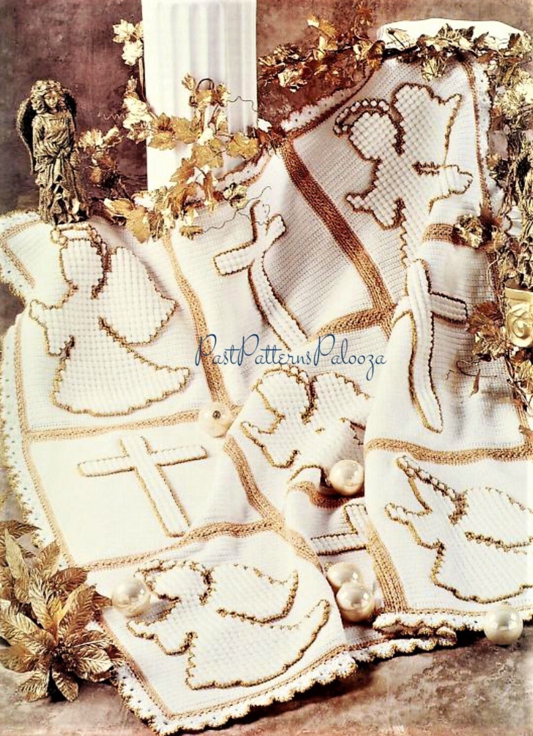 Vintage Crochet Pattern Angels Crosses Afghan PDF Instant Digital ...